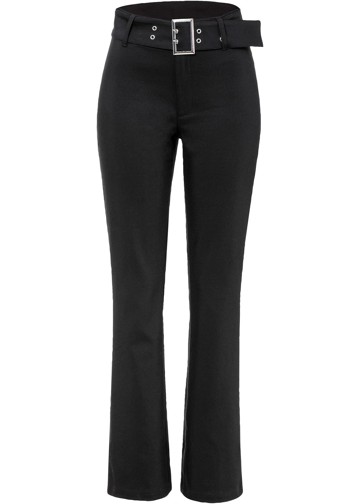 Elegant bukse med bredt belte - sort