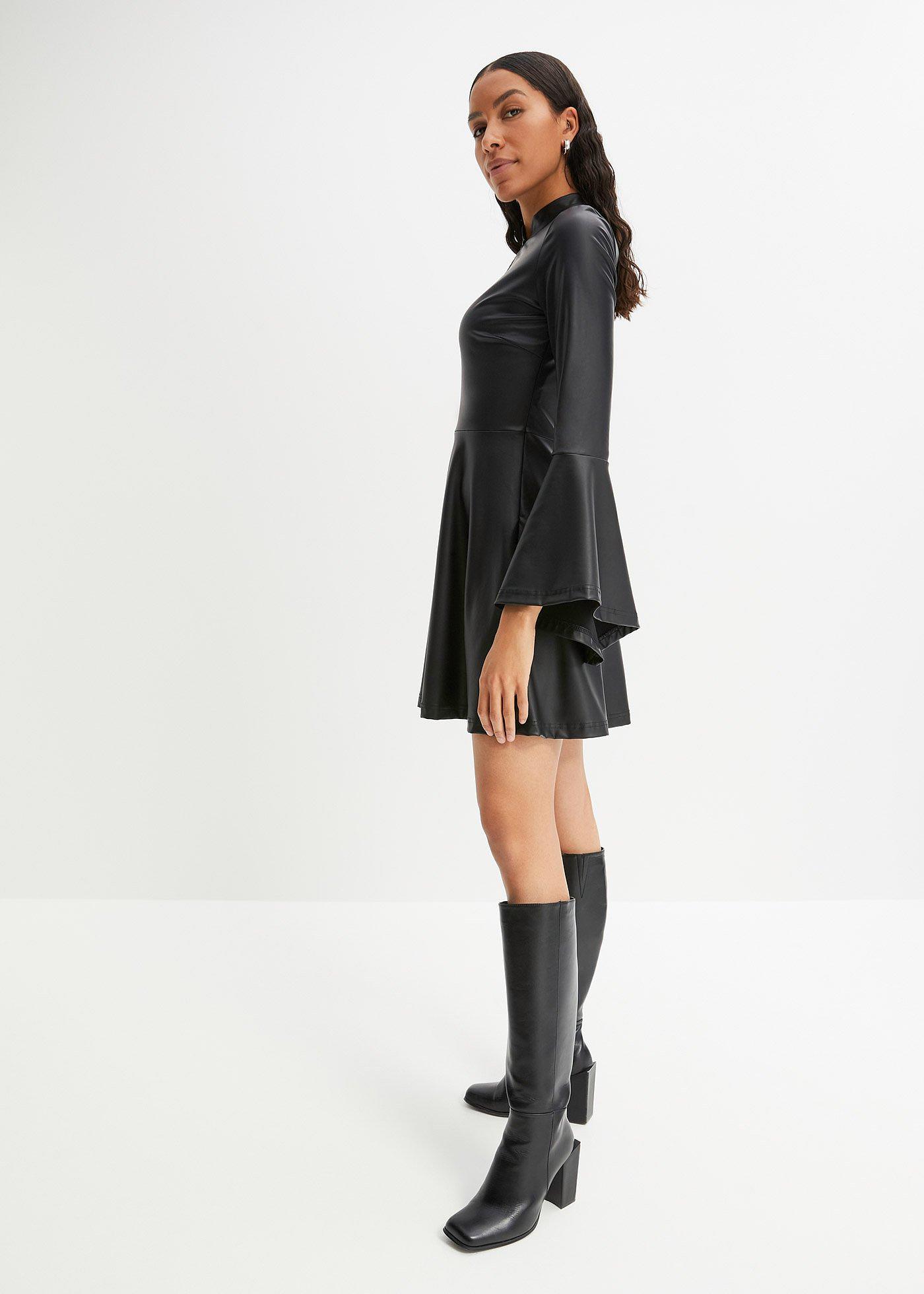 Trendy støvlett med kraftig blokkhæl - sort