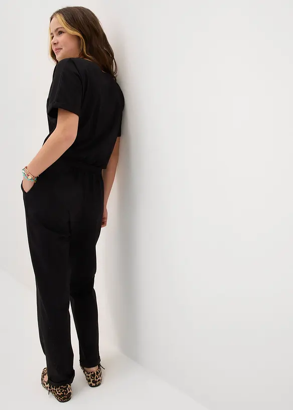Jumpsuit med dekorative knapper til barn - sort