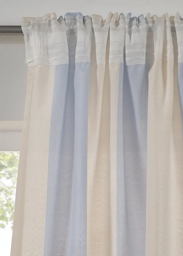 Gardin i miljøsmart materiale med stripemønster - hvit/blå ...