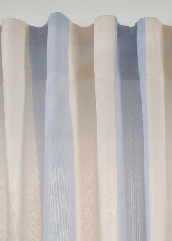 Gardin i miljøsmart materiale med stripemønster - hvit/blå ...